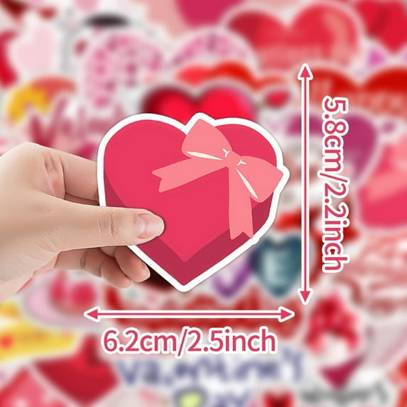 50Pc/Set DIY Valentine's Day Stickers Red Heart Stickers for Phone Case ...