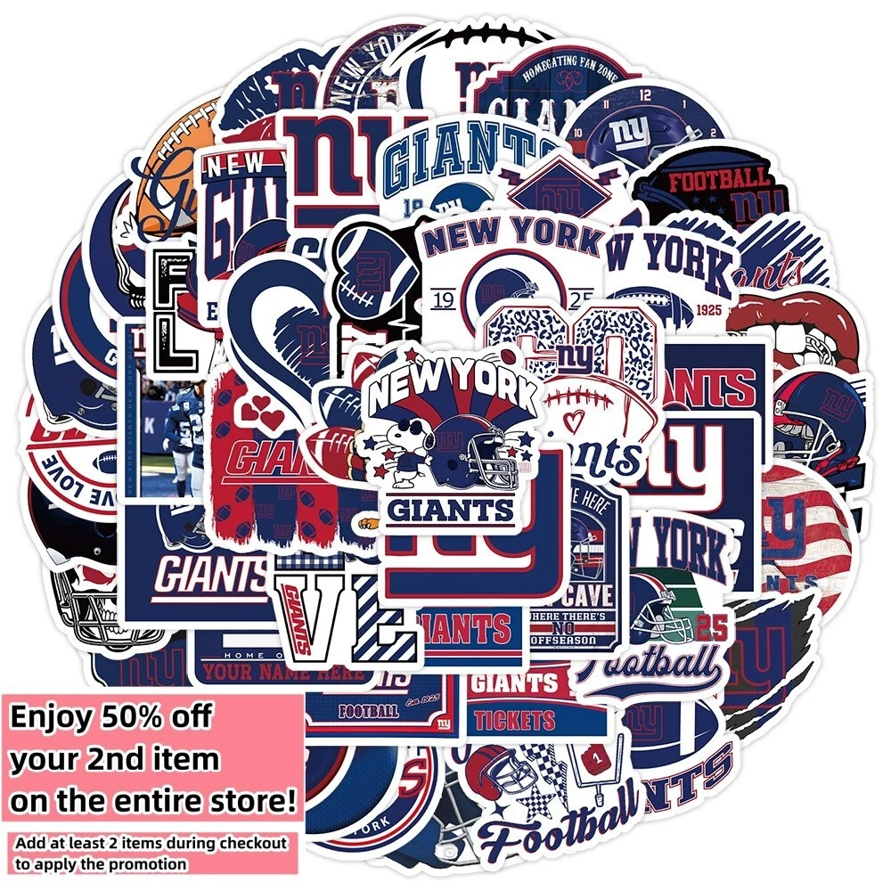 50Pc Waterproof Vinyl Stickers New York Giants Nfl Football Phone ...