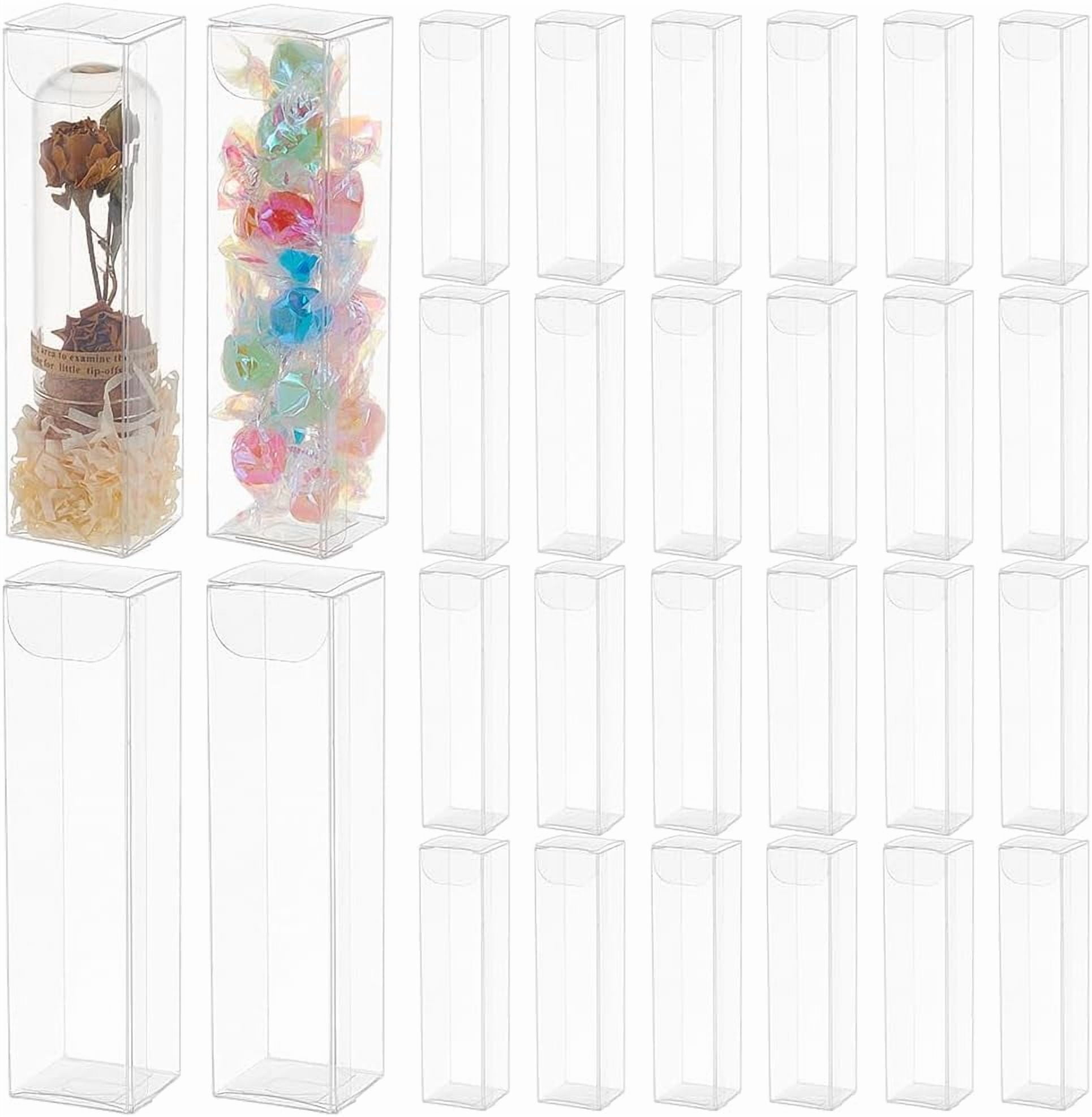 50Pcs 1.2x1.2x4.7Inches Rectangle Clear PET Plastic Storage Boxes for ...
