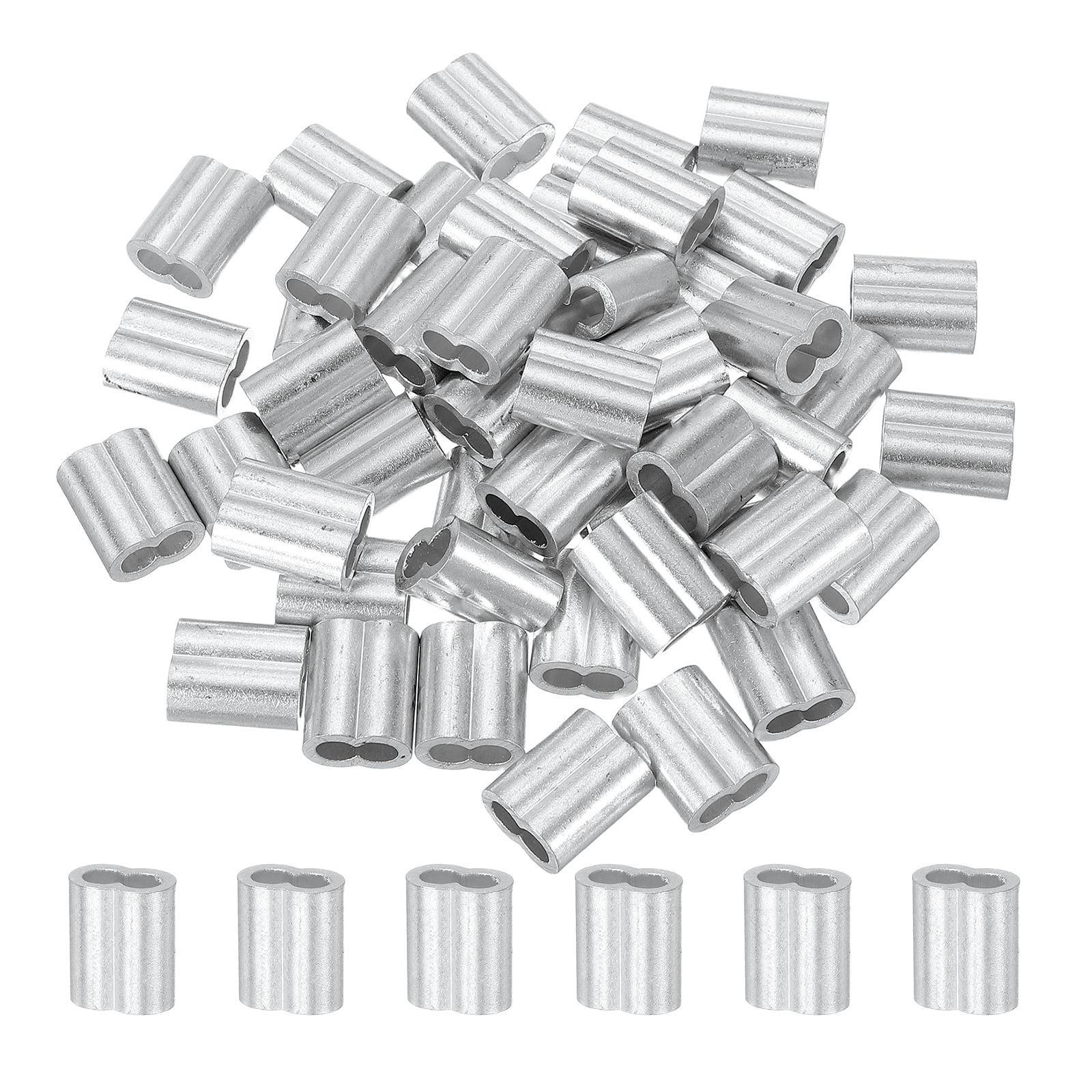 50Pcs 1/4" Aluminum Crimping Loop Sleeve for Wire Rope and Cable ...