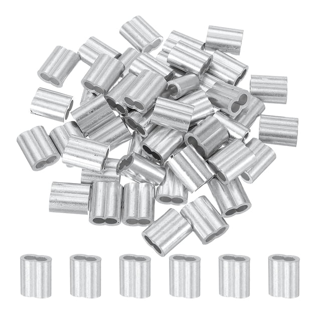 50Pcs 1/4" Aluminum Crimping Loop Sleeve for Wire Rope and Cable ...