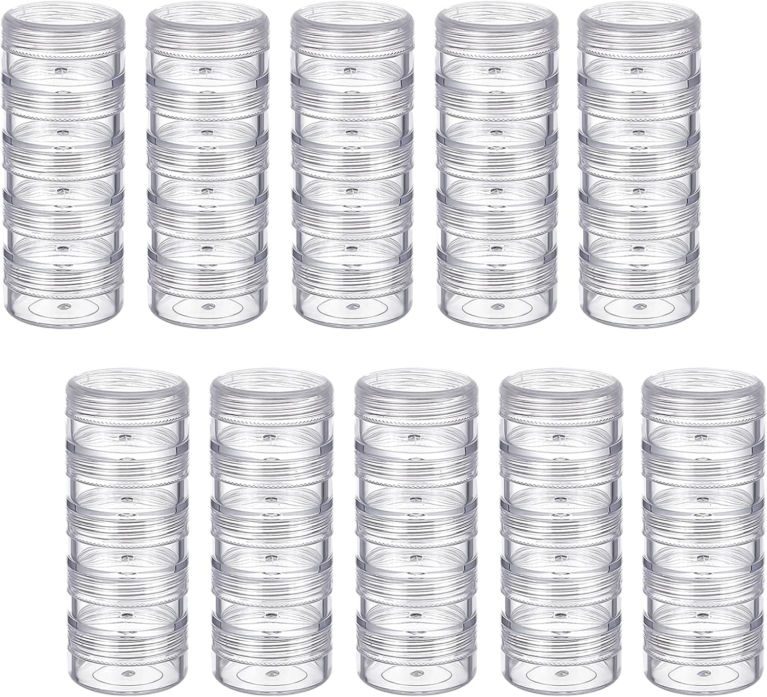 50Pcs 1.54x3.82Inch Layer Cylinder Stackable Bead Containers Round ...