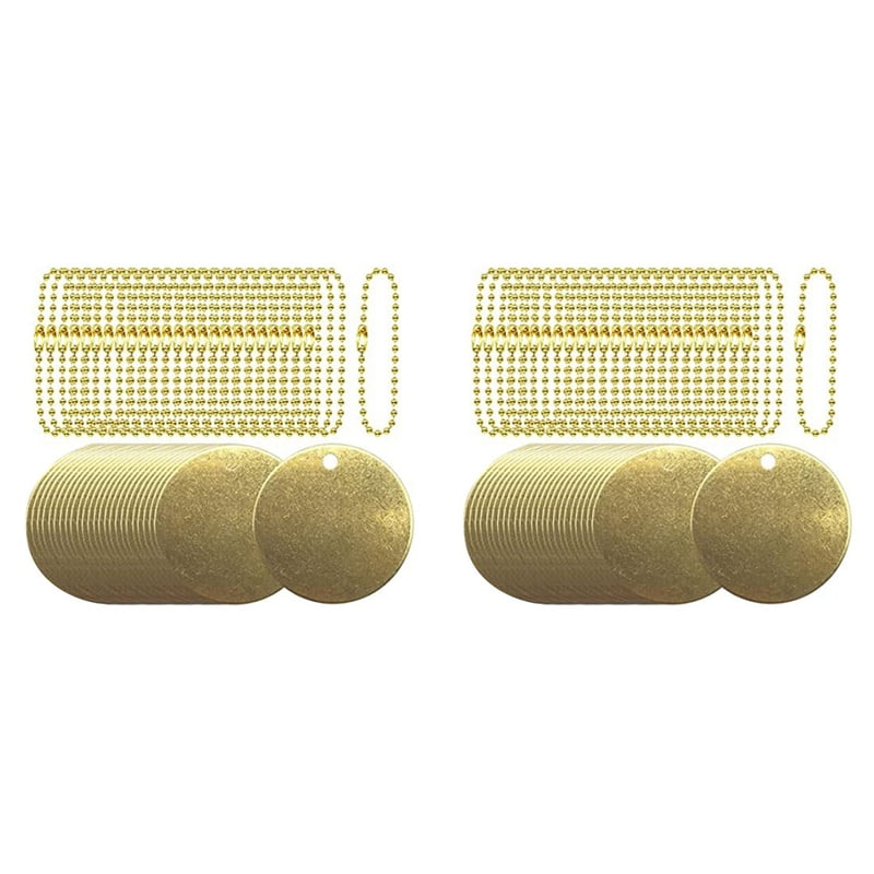 50Pcs 1.5inch Brass Valve Tags Stamping Blank with Hole and 25Pcs 2.4mm ...