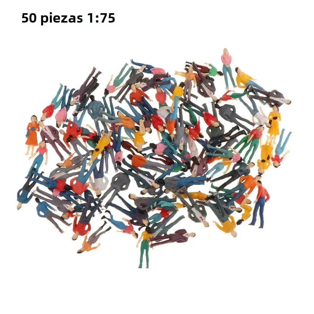 50Pcs 1:75 Scale 19-25mm Painted Miniature Figures Multicolor People ...