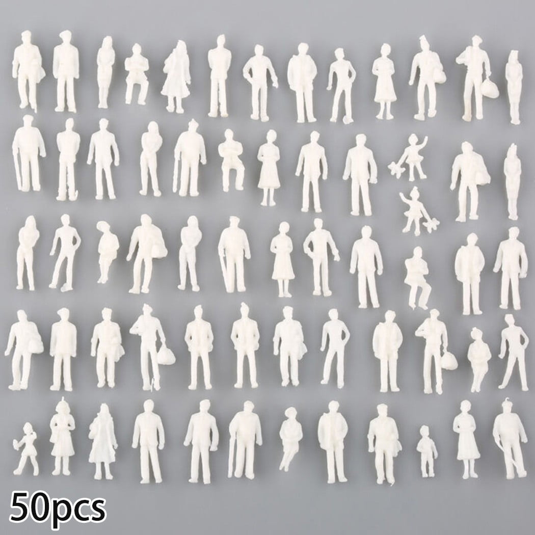 50Pcs 1:75 Scale Miniature People Model White Figures for Architectural ...