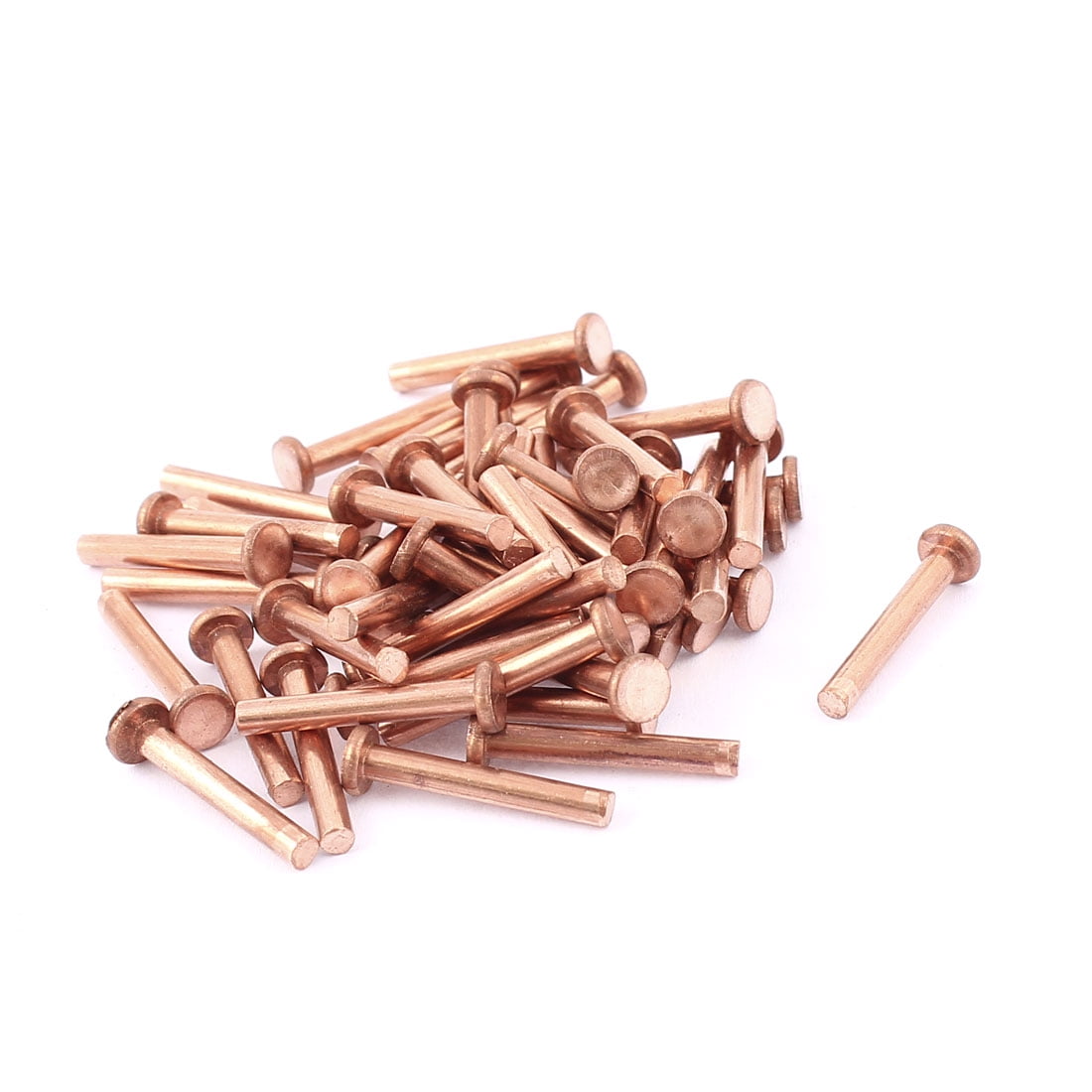 50Pcs 1/8" Diameter 25/32" Long Flat Head Bolts Copper Solid Rivets ...