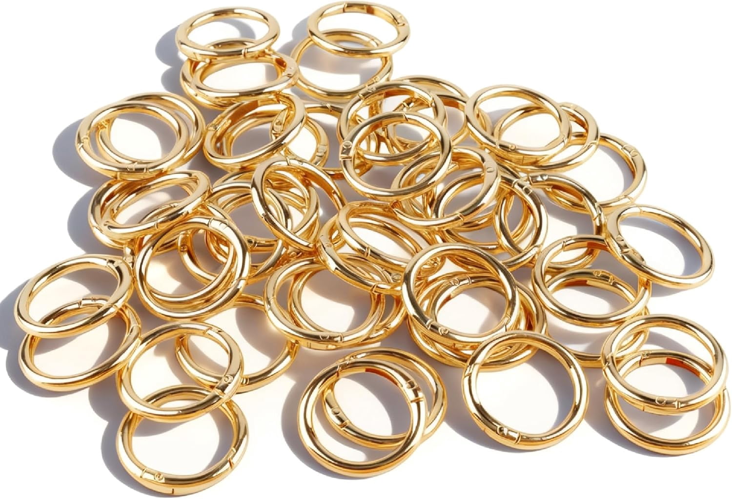 50Pcs 1 Inch Carabiner Keychain Clips, Small Gold Round Spring Key Ring ...