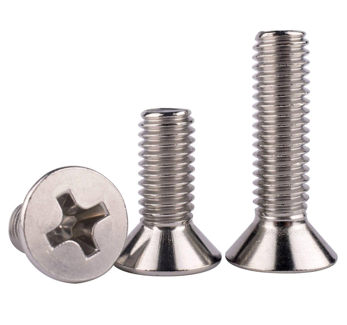 50Pcs #10-24 x 5/8" UNC Phillips Flat Countersunk Head Machine Screws, 304 Stainless Steel 18-8 ...