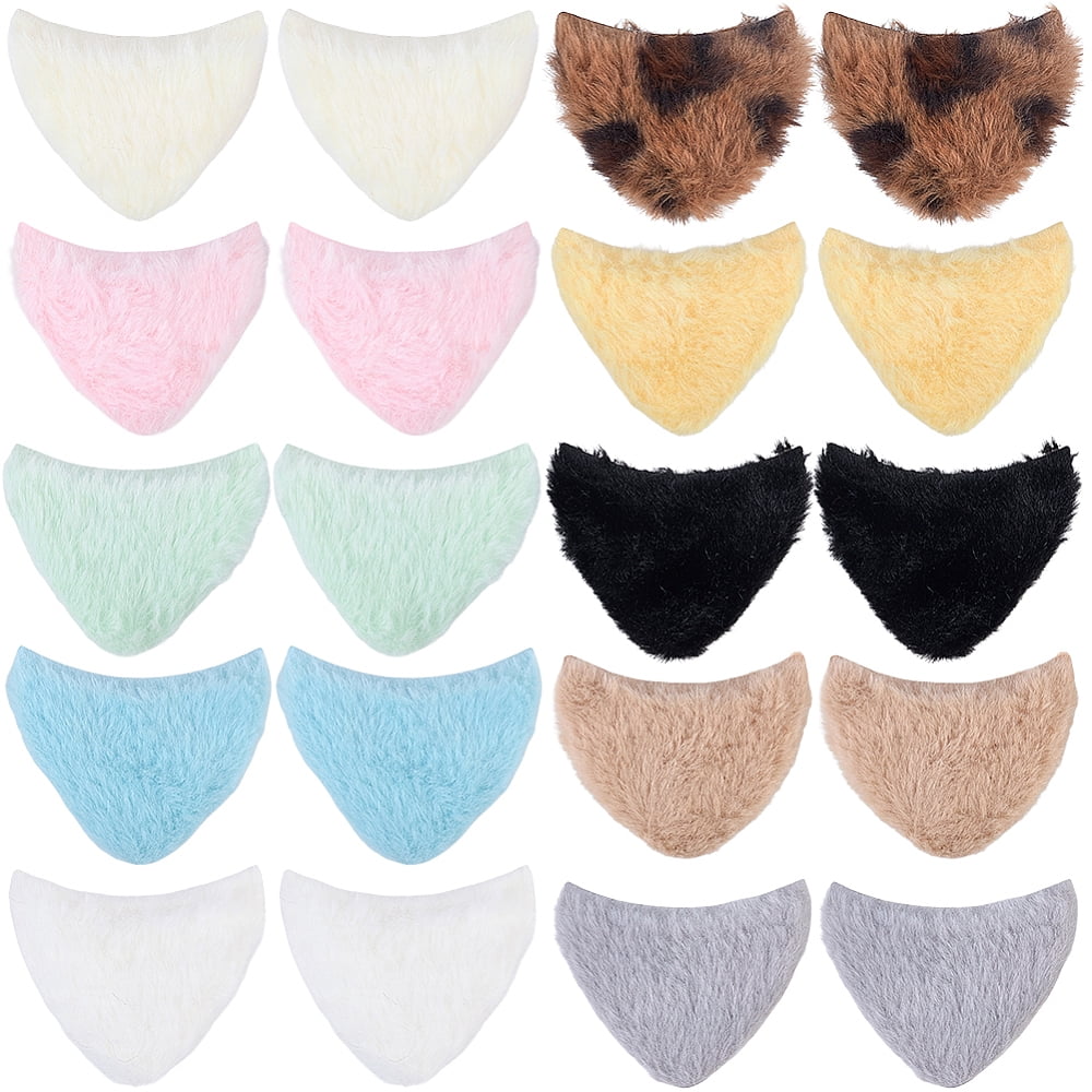 50Pcs 10 Colors Plush Cat Ears Hair Clips Fuzzy Cat Ears Bulk Soft Cute ...