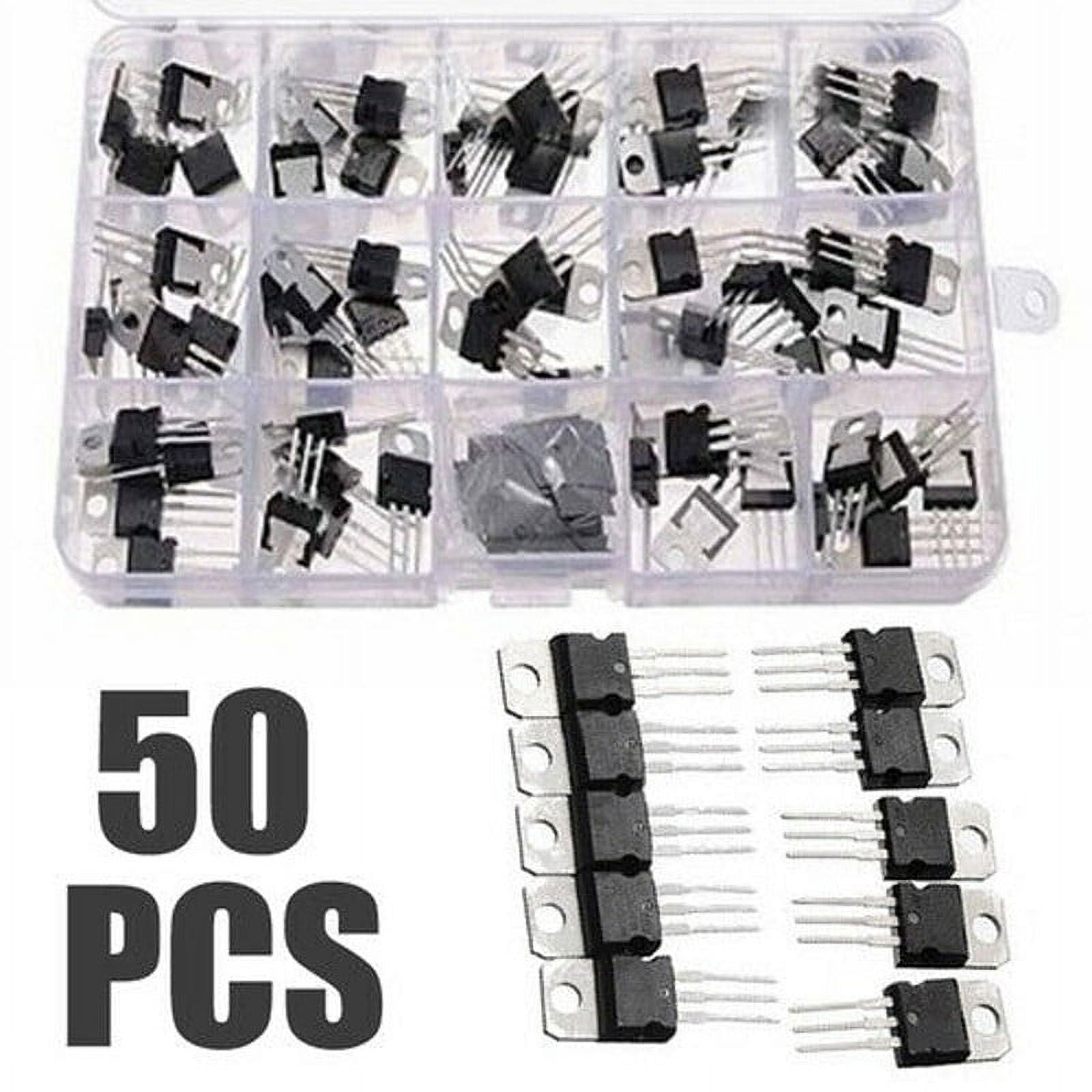 50Pcs 10 Value Voltage Regulator Transistor Assortment Kit Lm317T L7805 - L7824 - Walmart.com
