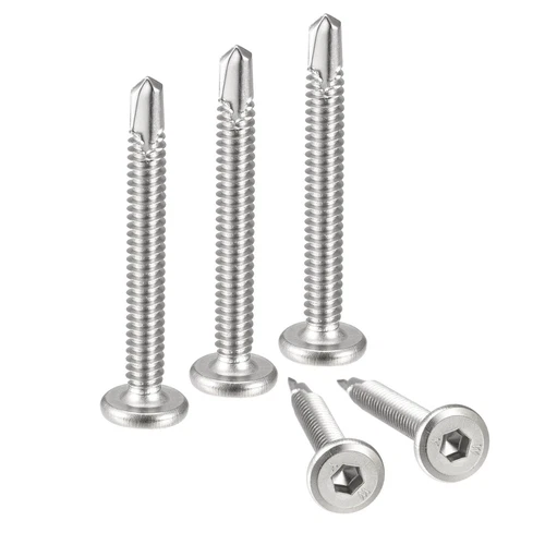 50Pcs #10 X 1-3/4" 410 Stainless Steel Flat Head Hex Socket Self ...