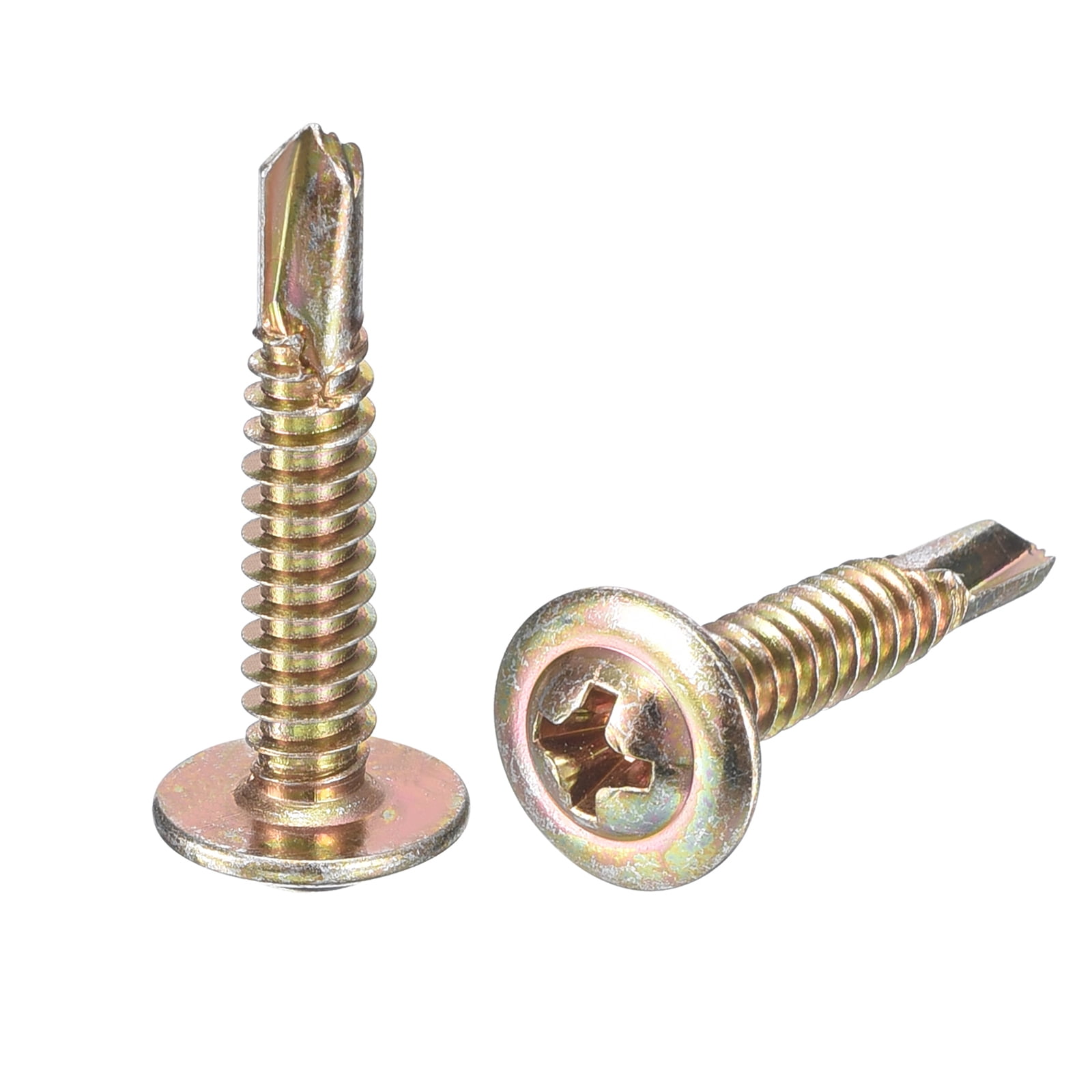 50Pcs #10x1" Phillips Head Self Tapping Screws, Carbon Steel Self Drilling, Yellow - Walmart.com