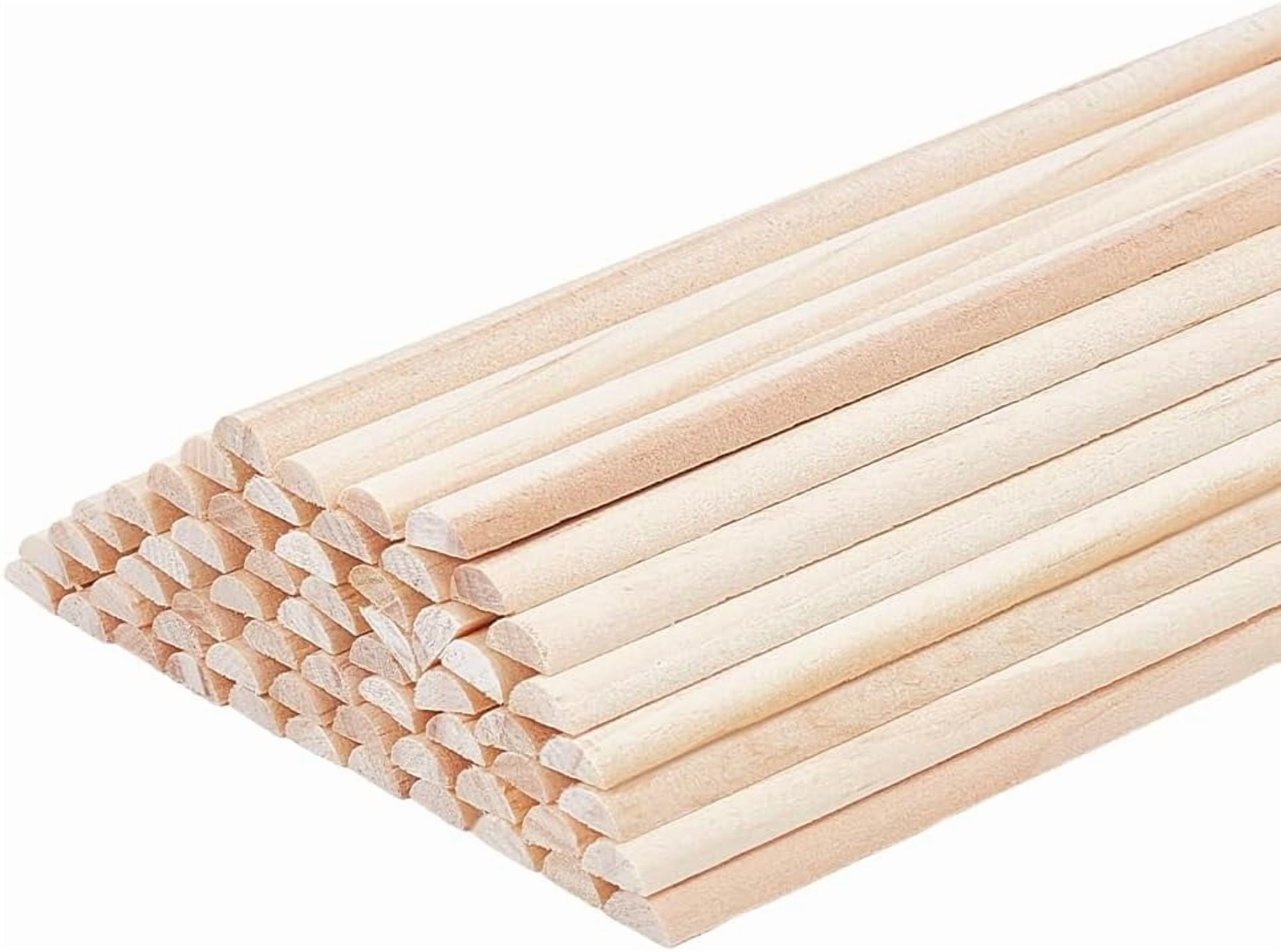 50Pcs 11.8 Inch Wooden Dowel Rods Half Round Unfinished Wooden Rods ...