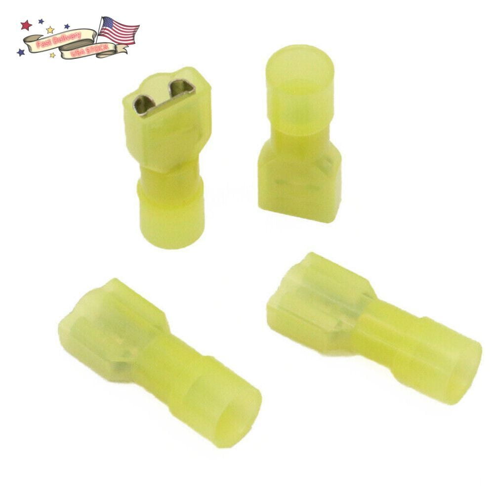 50Pcs 12-10 Gauge Nylon Female Crimp Wire Connectors Insulated Spade ...
