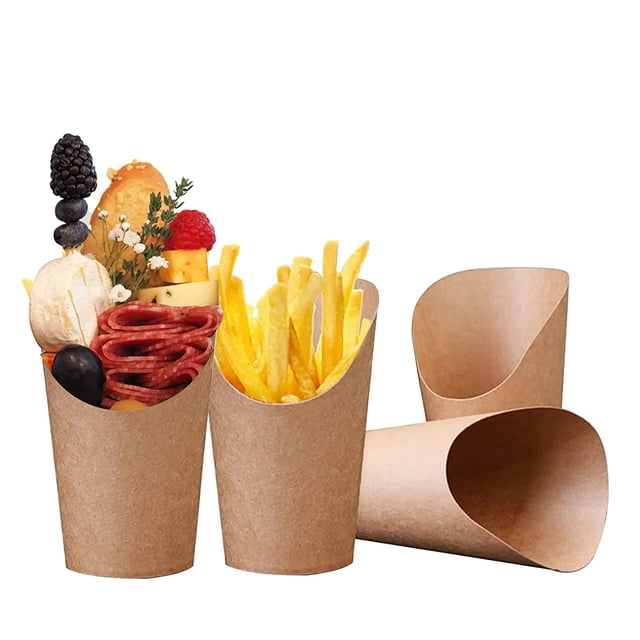 50Pcs 12oz Disposable Kraft Paper French Fries Chips Cups，Disposable ...