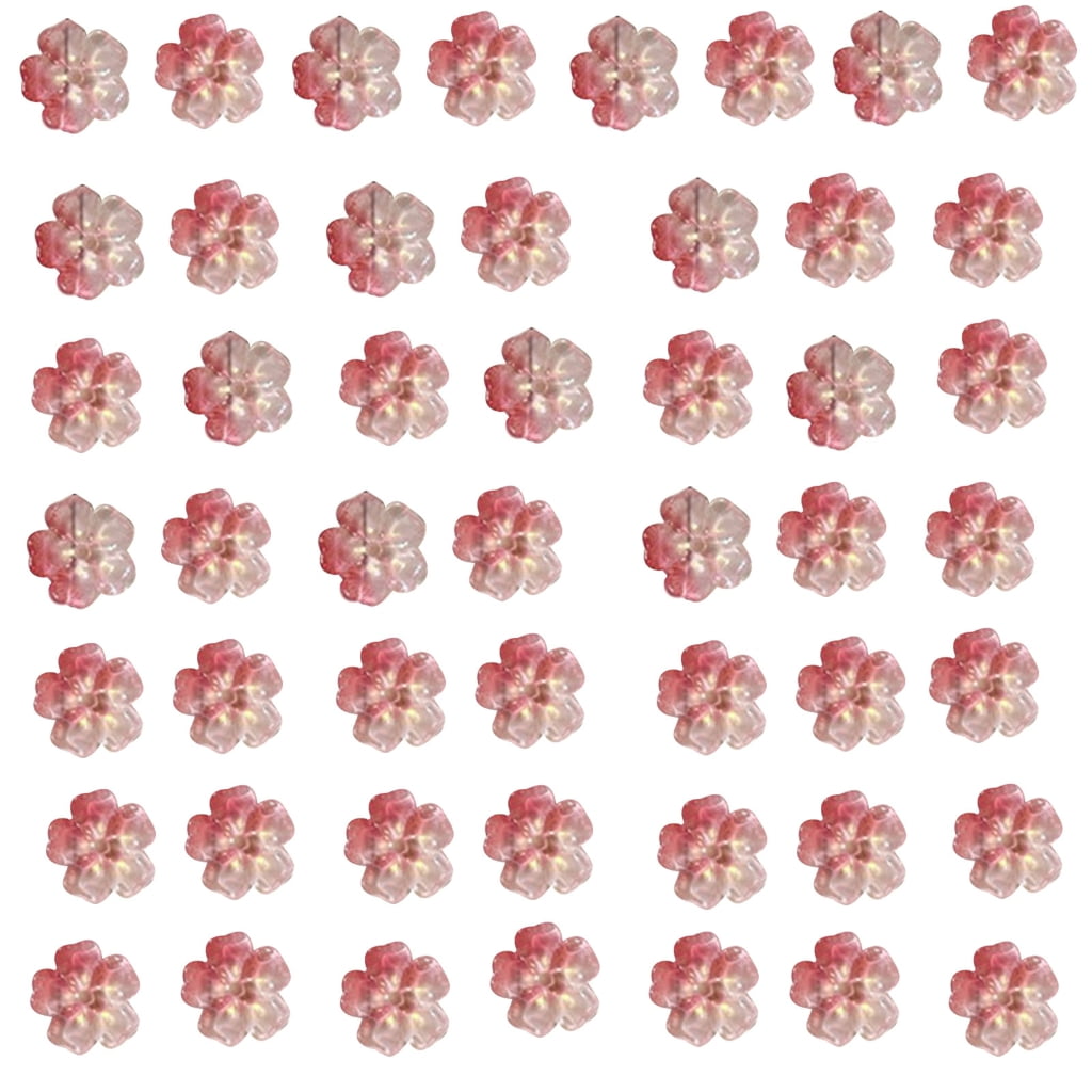50Pcs 14mm Clear Glass Beads with Hole Flower Shape Glass Beads For ...