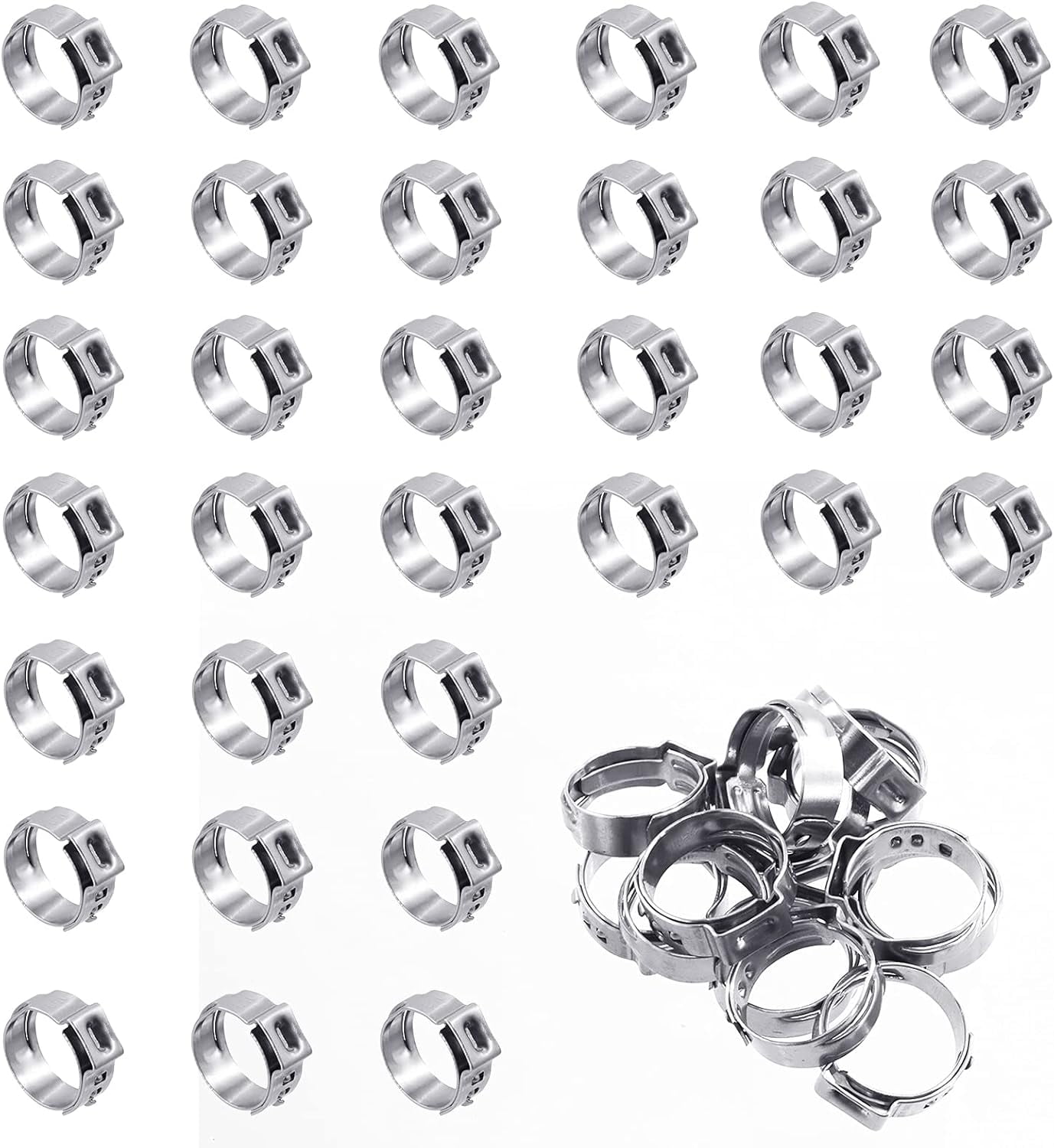50Pcs 15.3-18.5mm Single Ear Hose Clamps, 304 Stainless Steel PEX Pinch ...