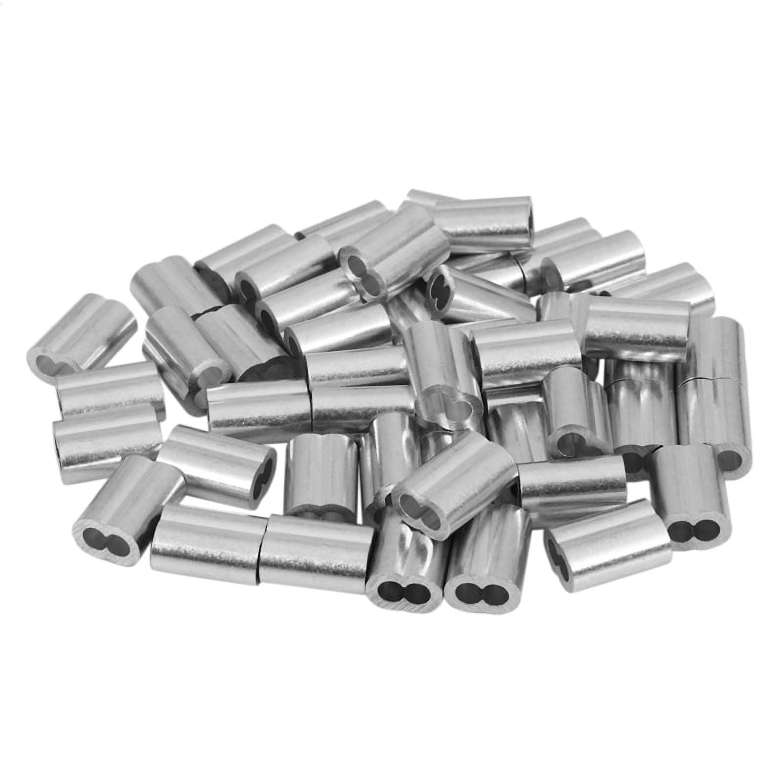 50Pcs 15mm Aluminum Hourglass Ferrules Sleeve Crimp for 3mm Wire Rope ...