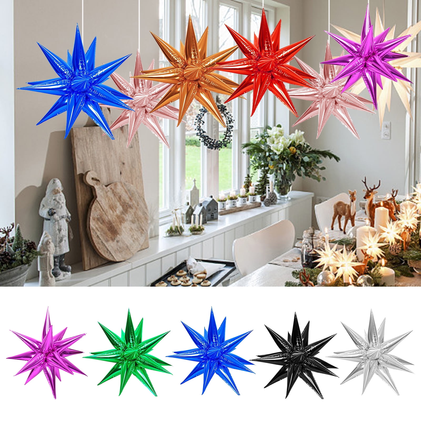 50Pcs 18-inch Cone Star Balloon Metallic Leakproof Thicker Baby Shower ...
