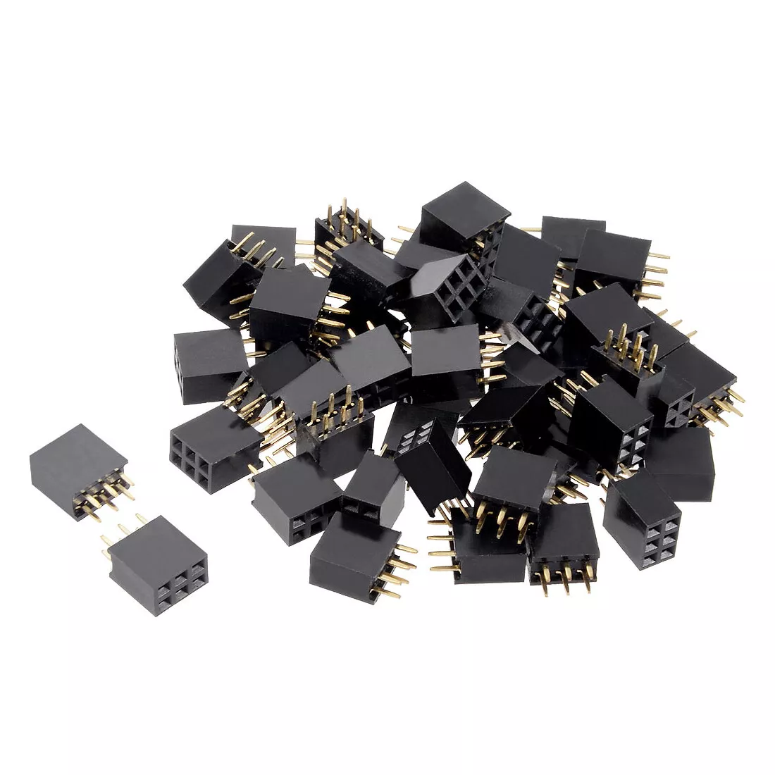 50Pcs 2.54mm Pitch 2x3-Pin Double Row Straight Connector Female PCB Board Socket - Walmart.com