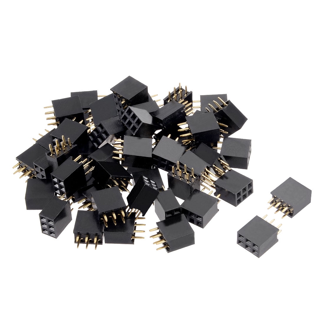 50Pcs 2.54mm Pitch 2x3-Pin Double Row Straight Connector Female Pin ...
