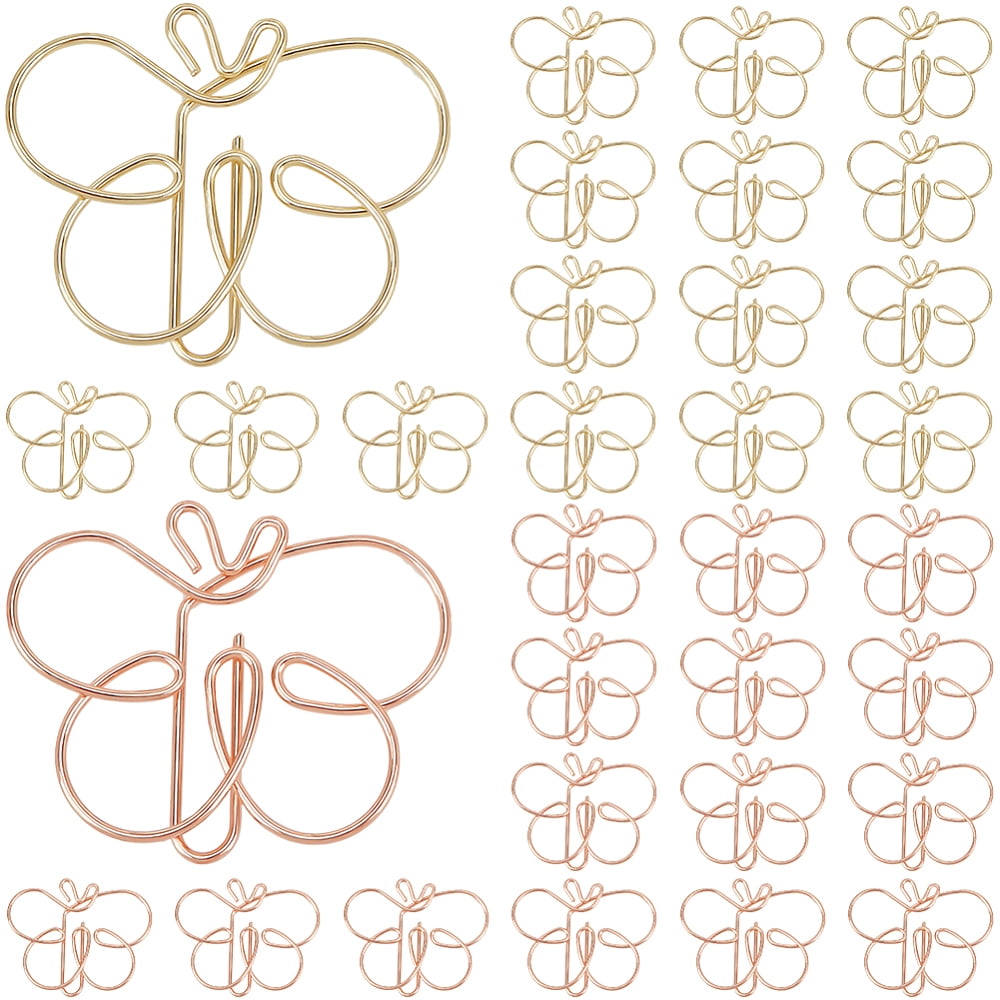 50Pcs 2 Colors Butterfly Paper Clips Golden Rose Gold Binder Paperclips ...