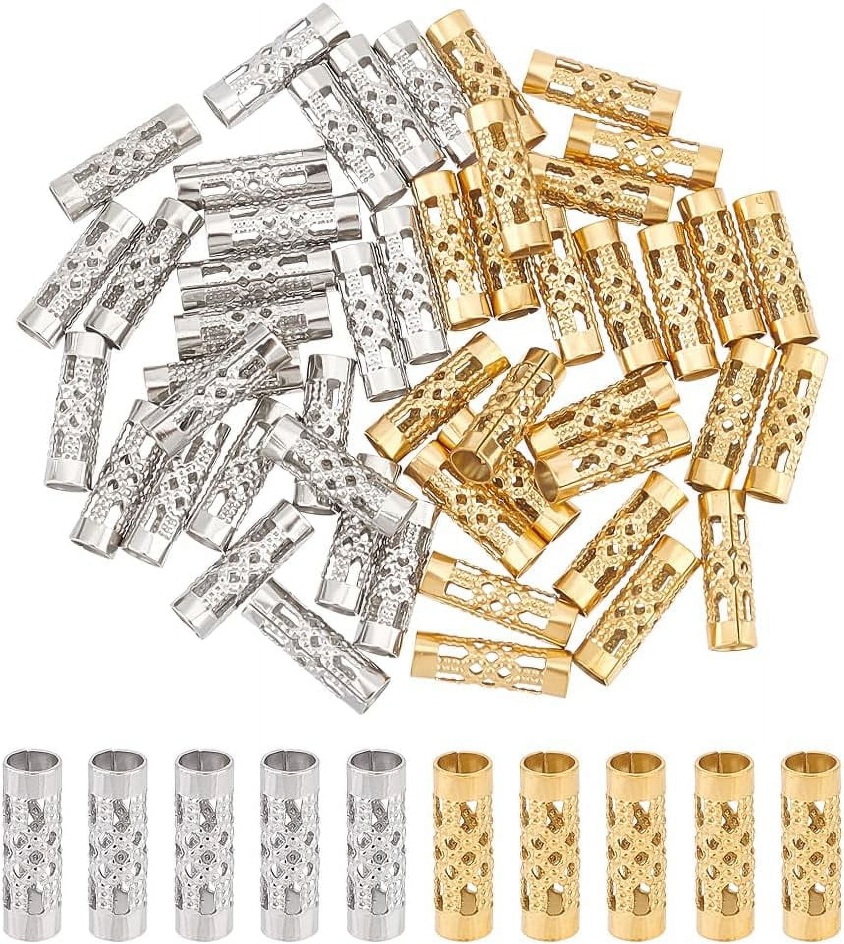 50Pcs 2 Colors Hollow Tube Beads 304 Stainless Steel Tube Beads 4mm ...