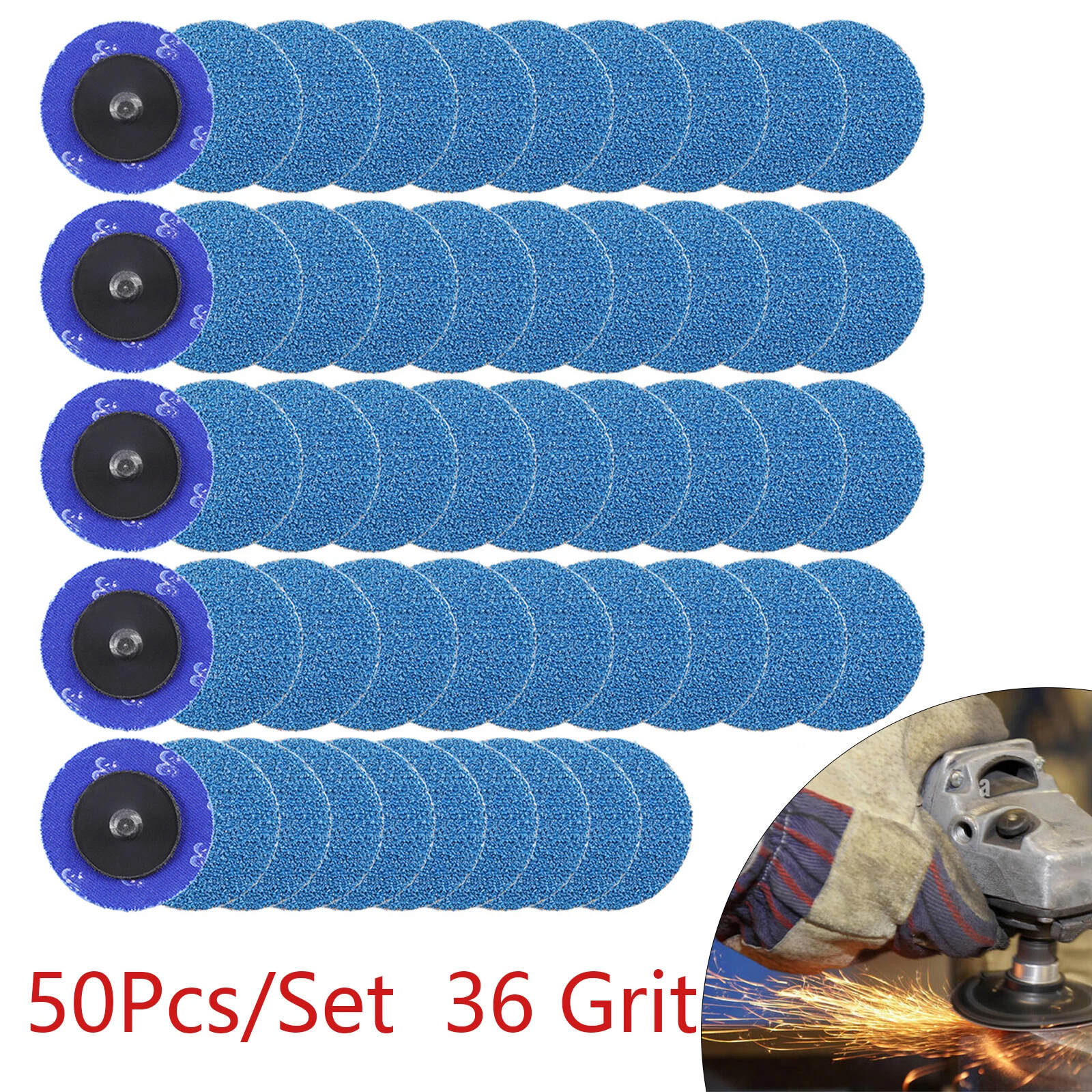 50Pcs 2 In 36 Grit Zirconia Roll Lock Quick Change Sanding Discs For ...
