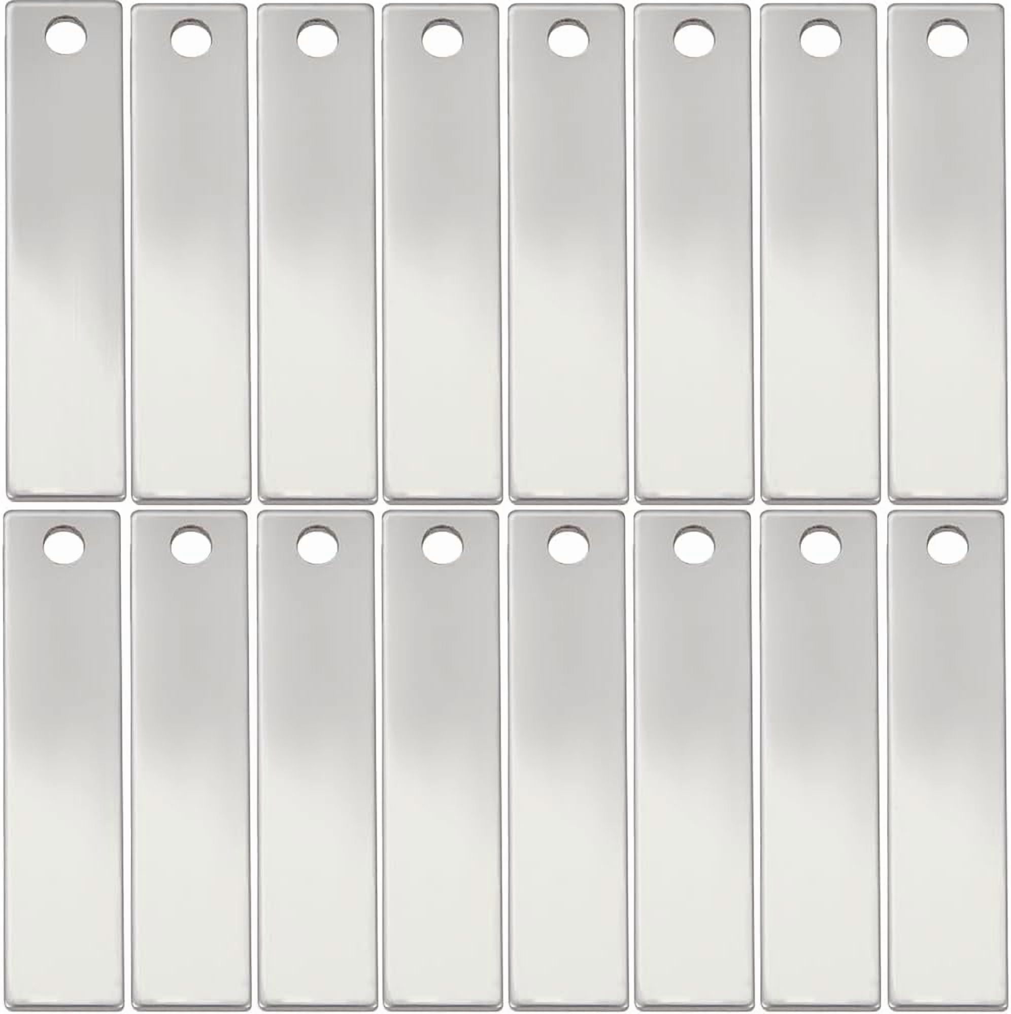 50Pcs 201 Stainless Steel Rectangle Stamping Blank Tag Pendants One ...
