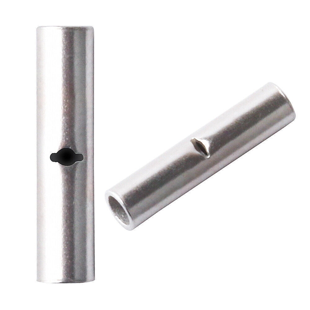 50Pcs 22-16AWG Bare Copper Ferrule Butt Wire Connectors Crimp Splice ...