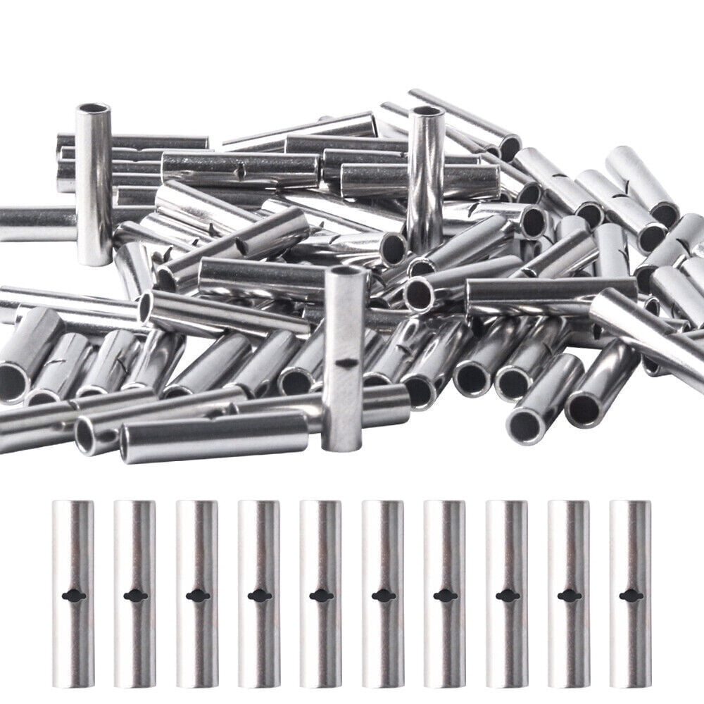 50Pcs 22-16AWG Bare Copper Ferrule Butt Wire Connectors Crimp Splice ...