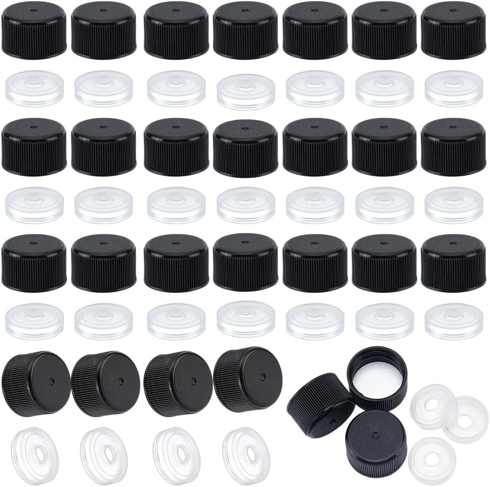50Pcs 22/400 Black Screw Bottle Caps with Reducer Fitments Plastic Cap ...