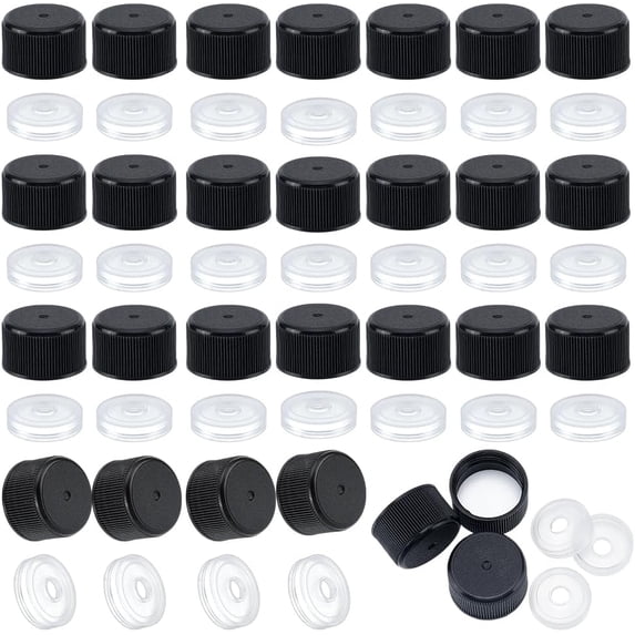 50Pcs 22/400 Black Screw Bottle Caps with Reducer Fitments Plastic Cap ...