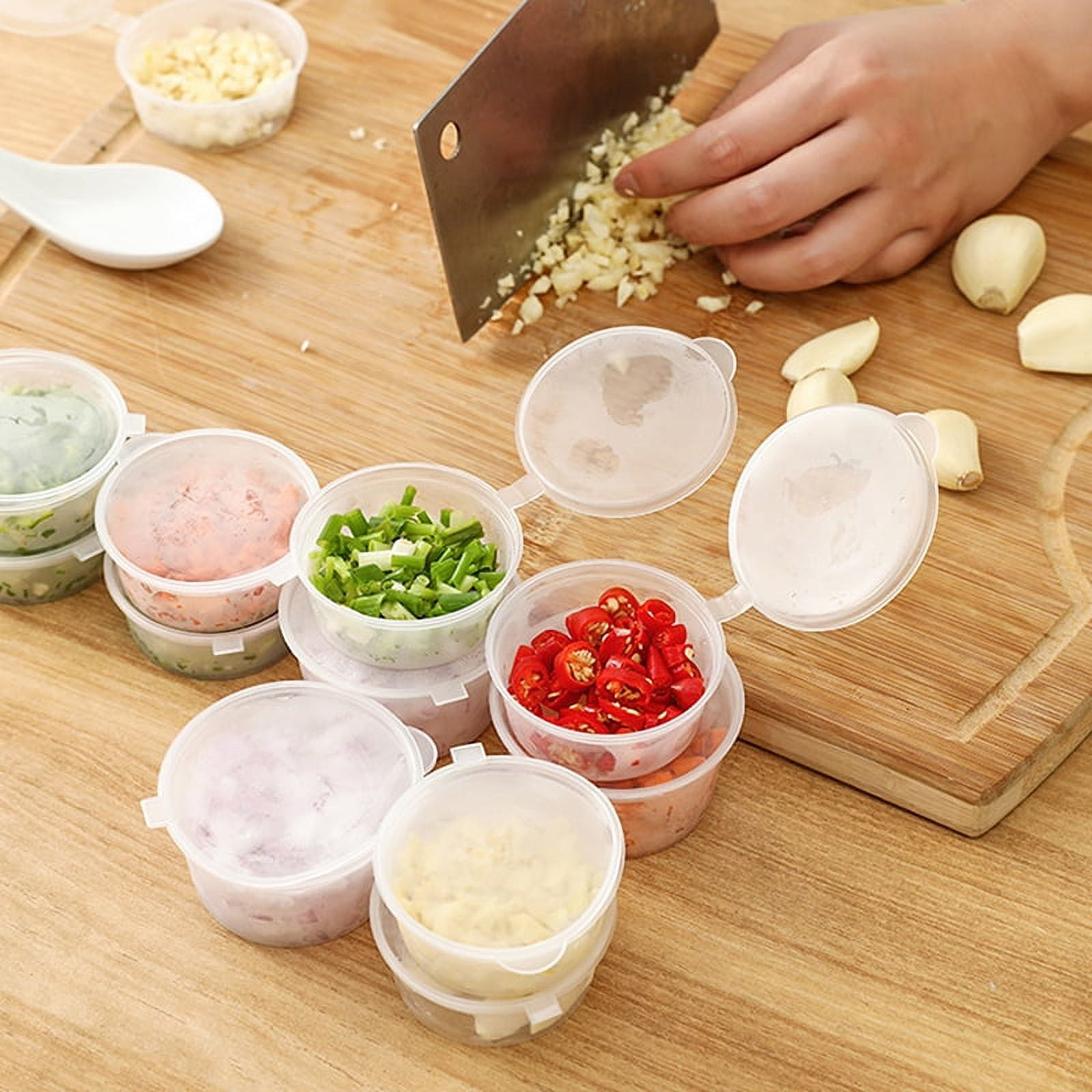 50Pcs 25ML Plastic Takeaway Sauce Cup Containers Food Box With Lids ...