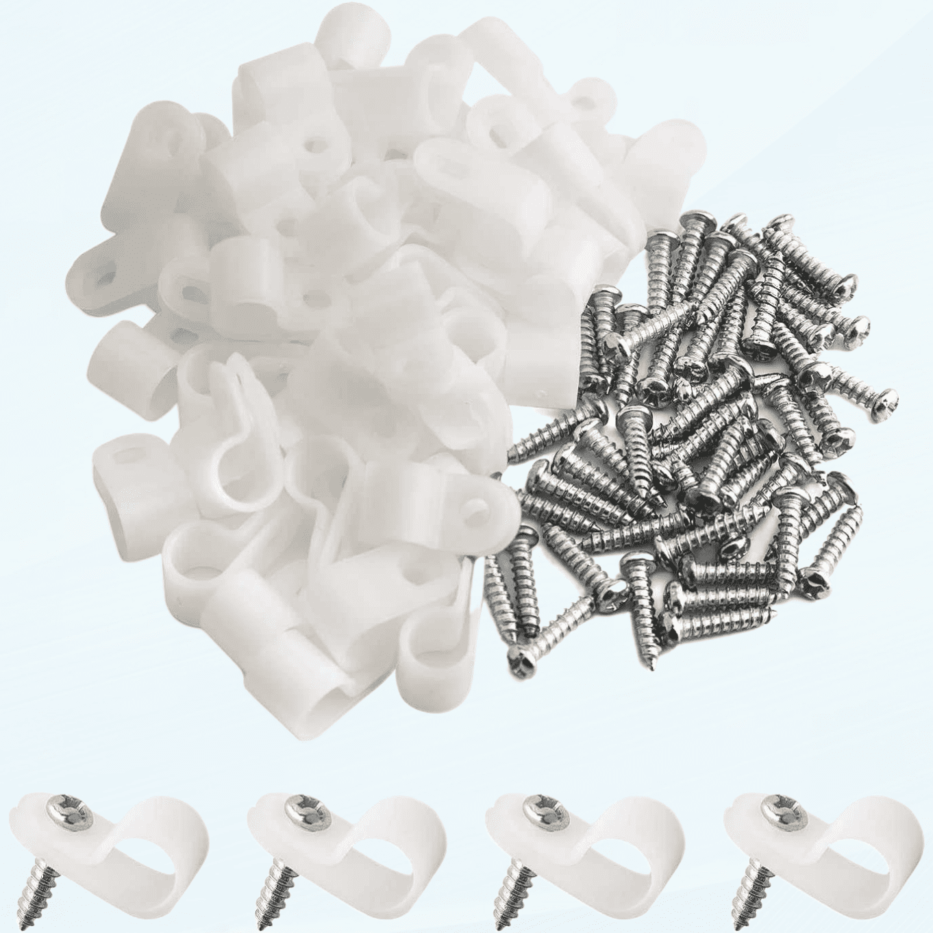 50Pcs 3/8 Inch Rope Light Clips with 50Pcs M4x14 Stainless Steel Screws ...