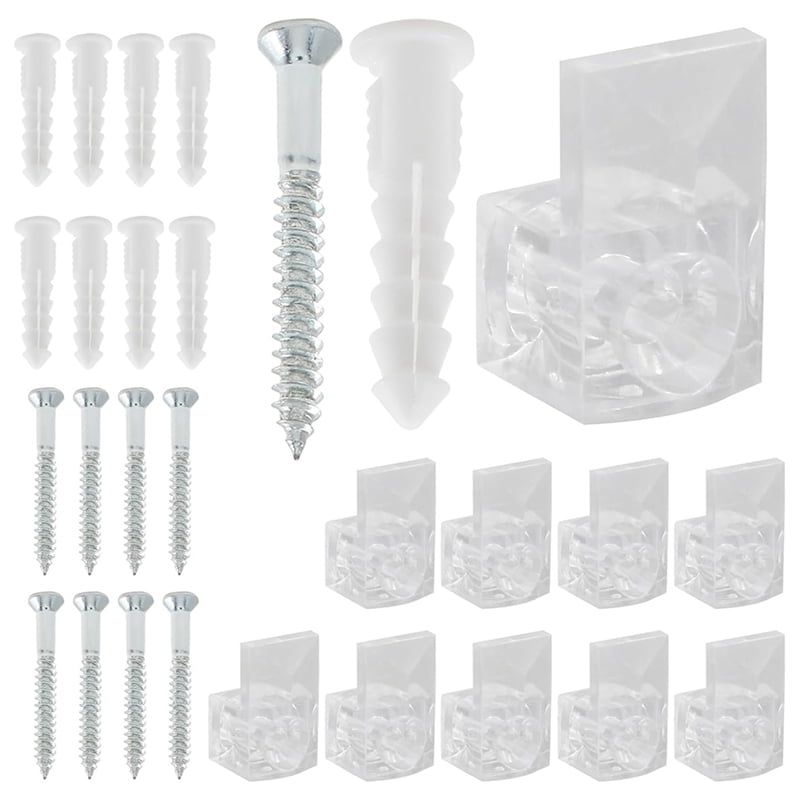 50Pcs 3/8 Mirror Holder Clips, Crystal Clear Plastic Mirror Mounting ...