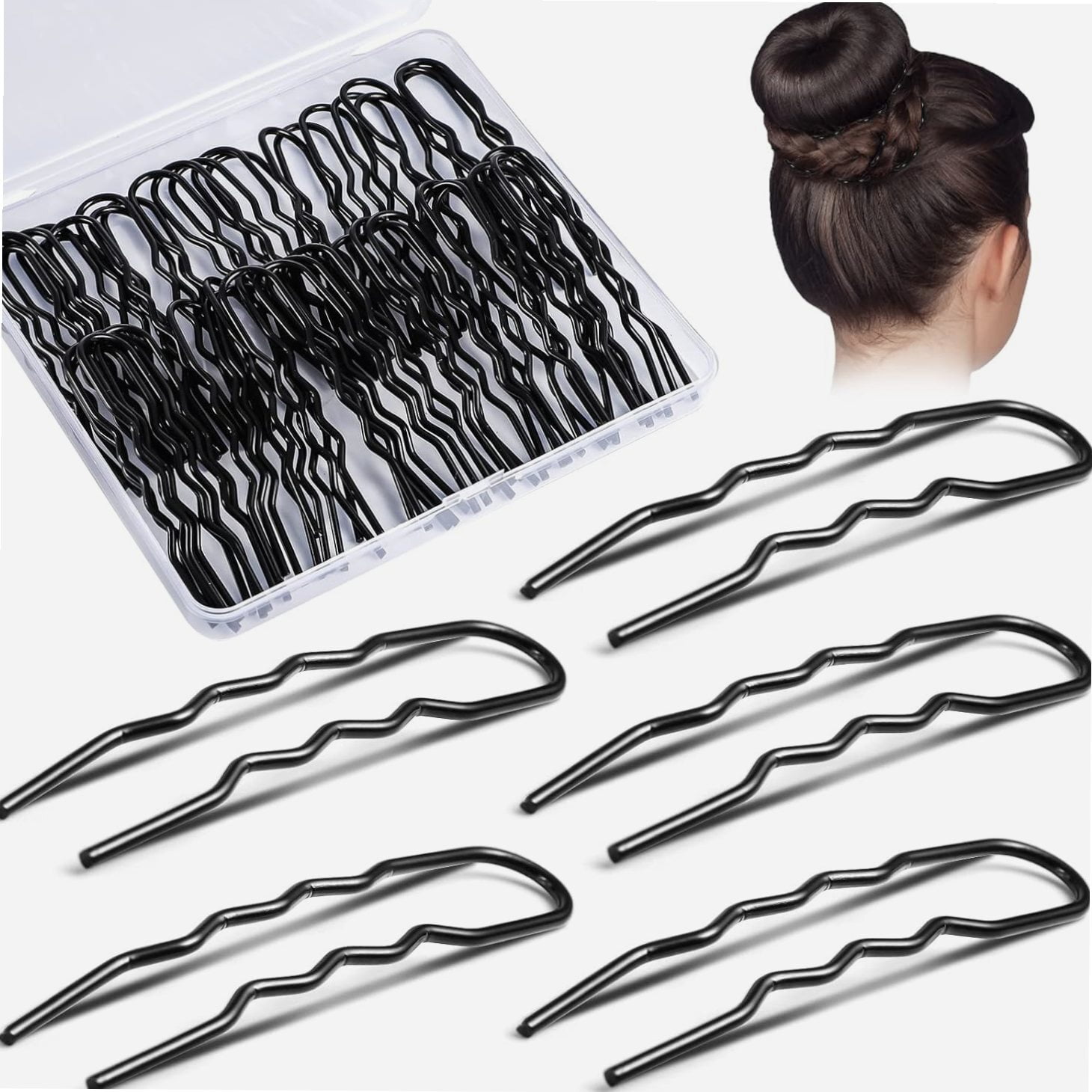 50Pcs 3 Inches U Shaped Hair Pins Ballet Bobby Pins Curved Bobby Pins ...