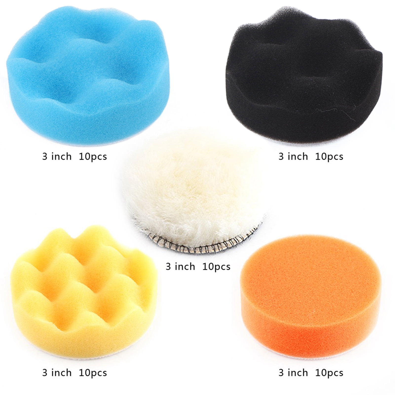 50Pcs 3" Sponge Polishing Buffing Waxing Pad Kit Tool for Car Polisher ...