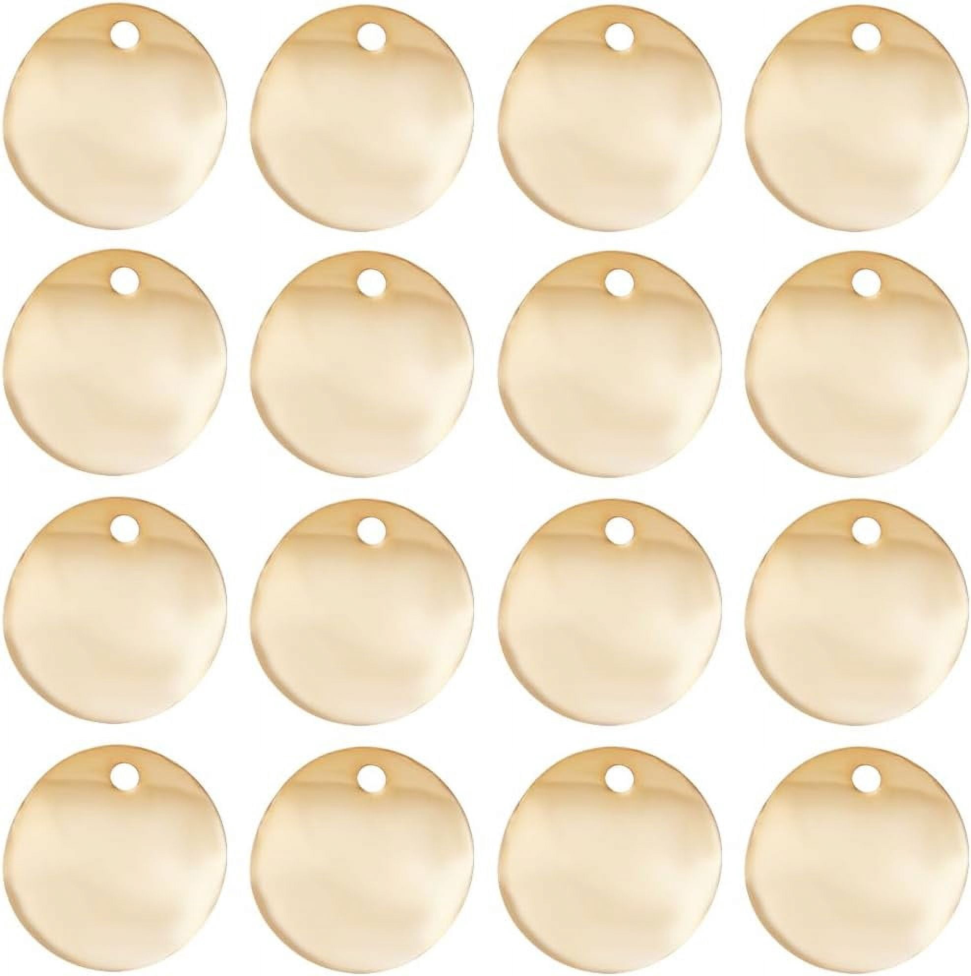 50Pcs 304 Stainless Steel Charms Flat Round Real 24K Gold Plated 10x0 ...