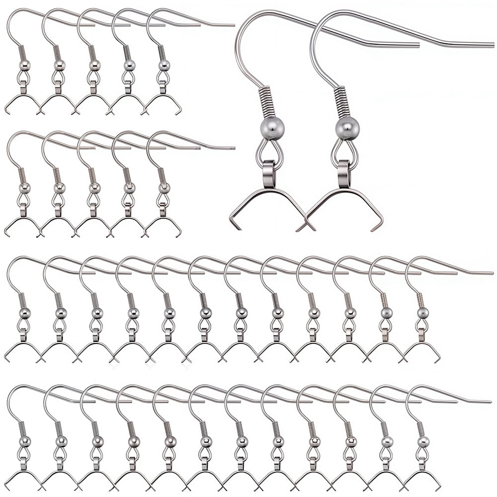 50Pcs 304 Stainless Steel Earring Hooks French Hooks with Coil and Ball ...