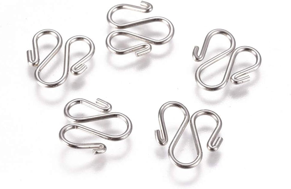 50Pcs 304 Stainless Steel Hook Clasps M Clasps Silver Color 12.5x11 ...