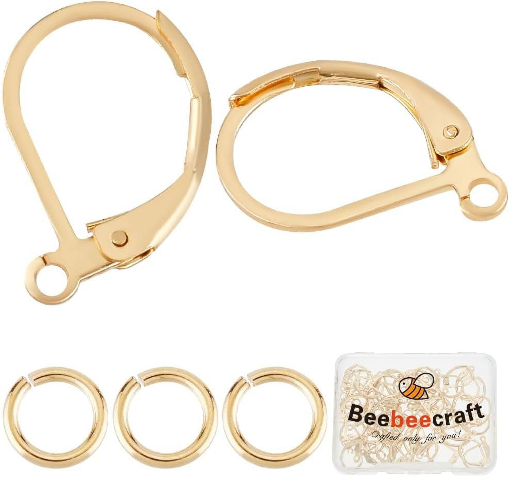 50Pcs 304 Stainless Steel Leverback Earring Findings with Loops & 50Pcs ...