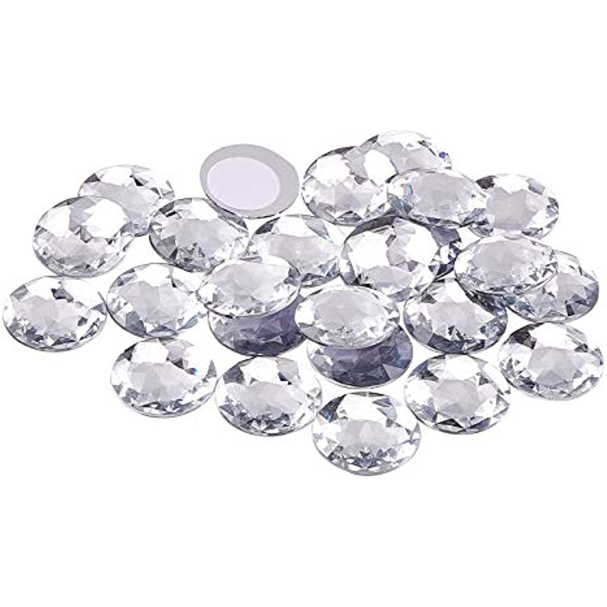 50Pcs 30mm Flat Back Round Acrylic Rhinestone Self-Adhesive Plastic ...