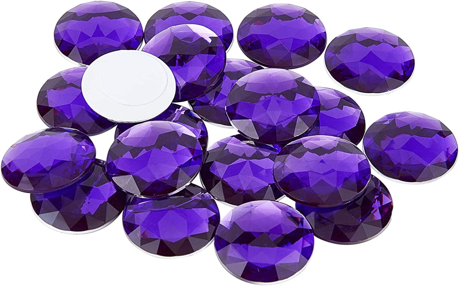 50Pcs 30mm Flat Back Round Acrylic Rhinestone Self-Adhesive Plastic ...