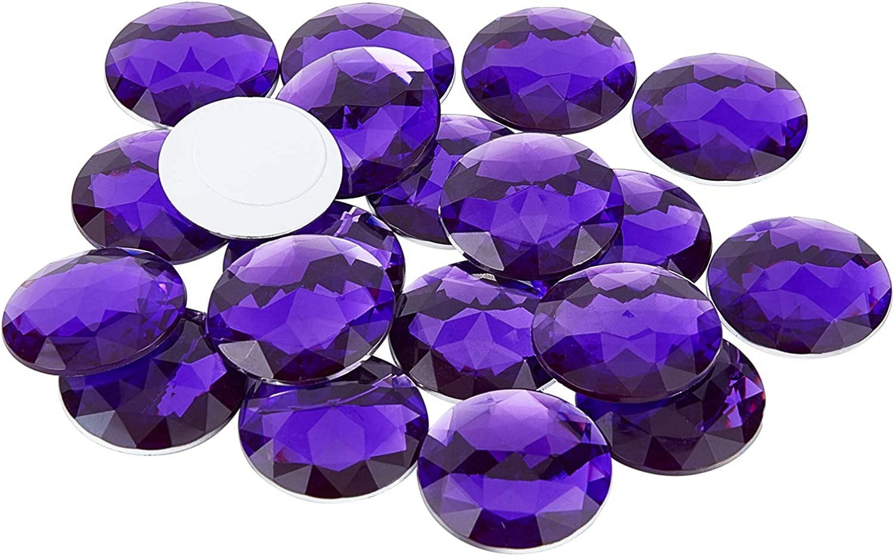 50Pcs 30mm Flat Back Round Acrylic Rhinestone Self-Adhesive Plastic ...