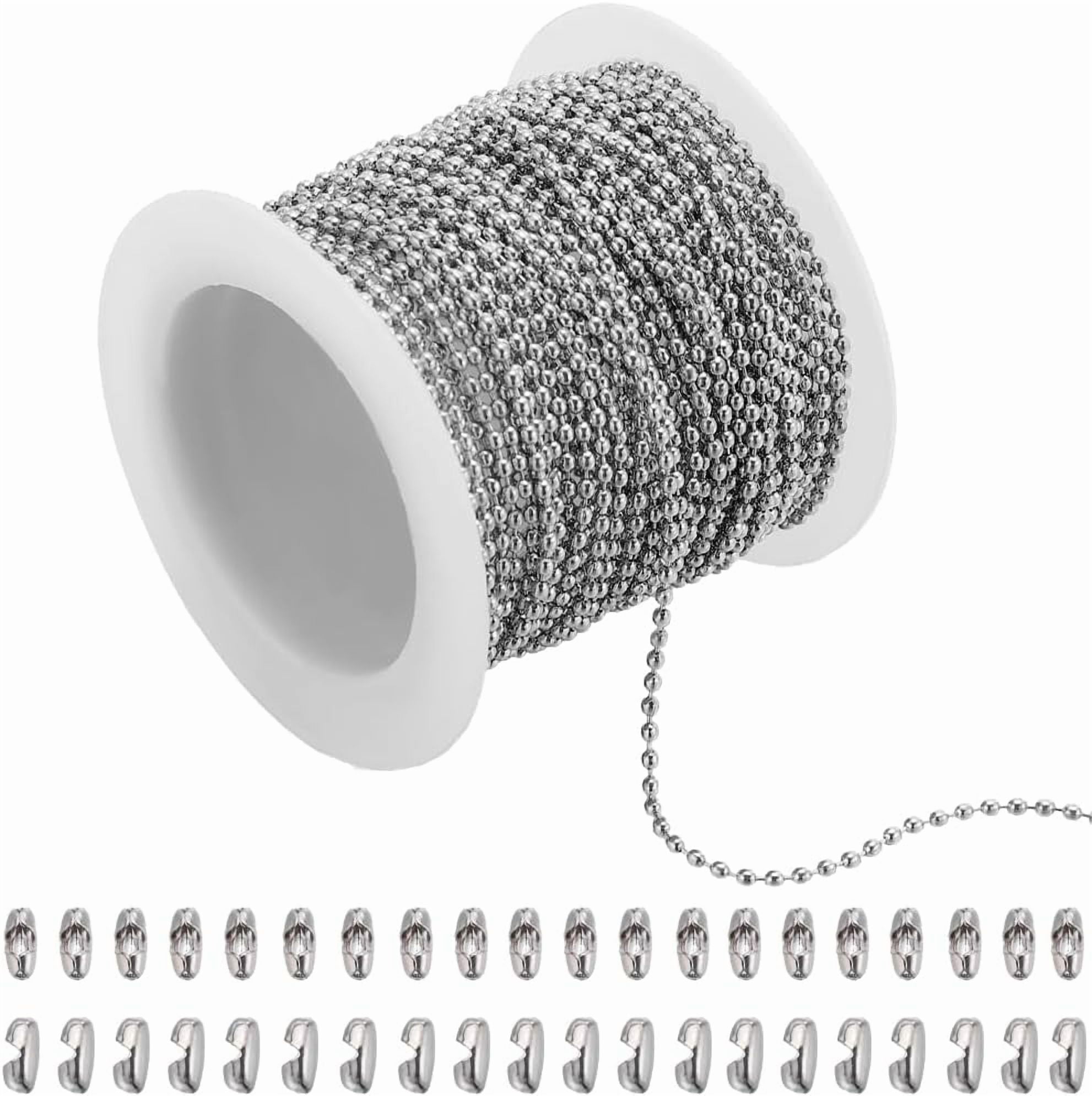 50Pcs 33 Feet/10m 1.5mm Ball Bead Chain Beaded Dog Tag Chains Bulk ...