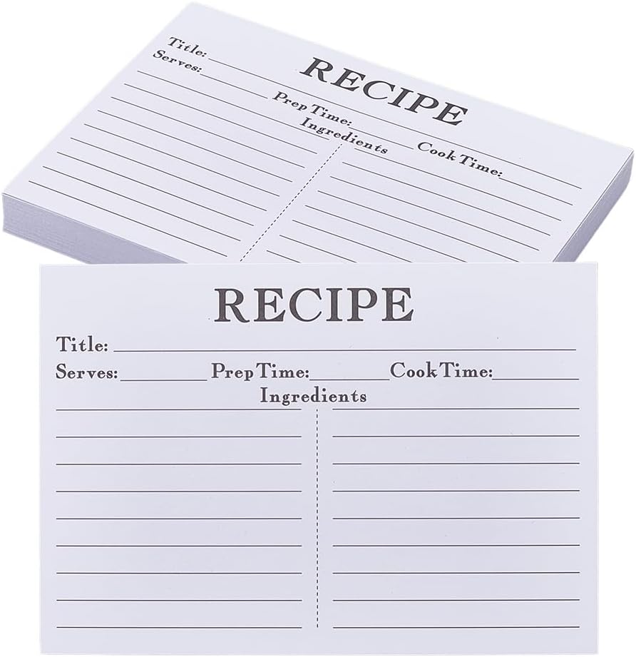 50Pcs 4 x 6 Inch Cardstock Recipe Cards Food Blank Cards White ...