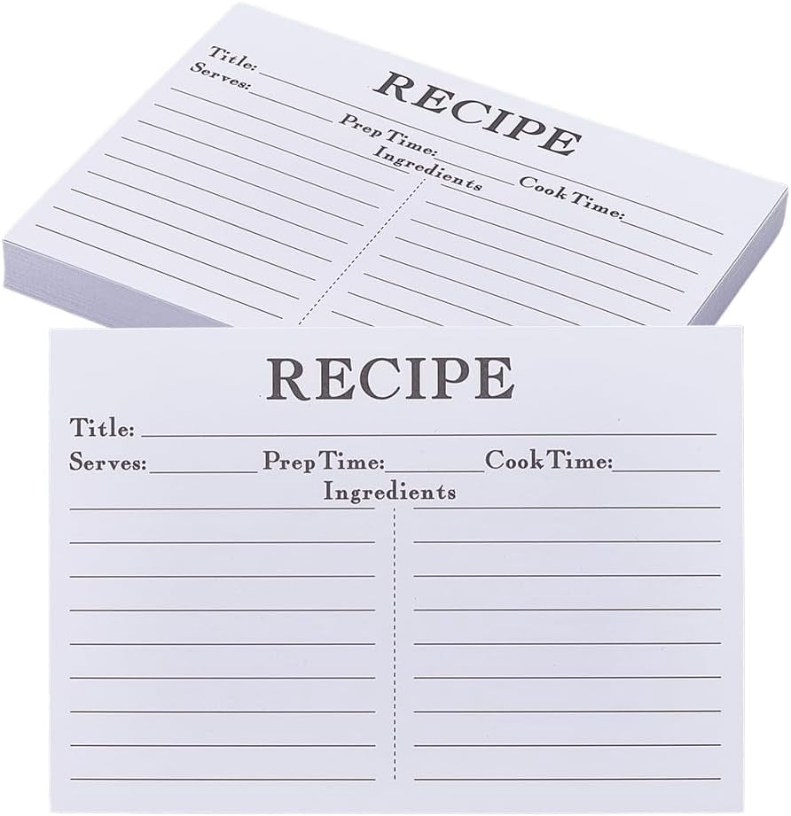 50Pcs 4 x 6 Inch Cardstock Recipe Cards Food Blank Cards White ...