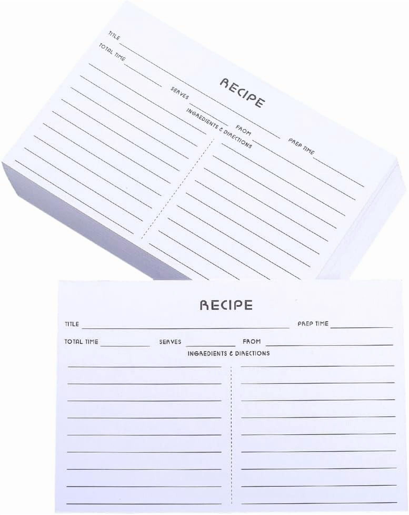 50Pcs 4 x 6 Inch Food Recipe Cards Recipe Blank Cards White Rectangle ...