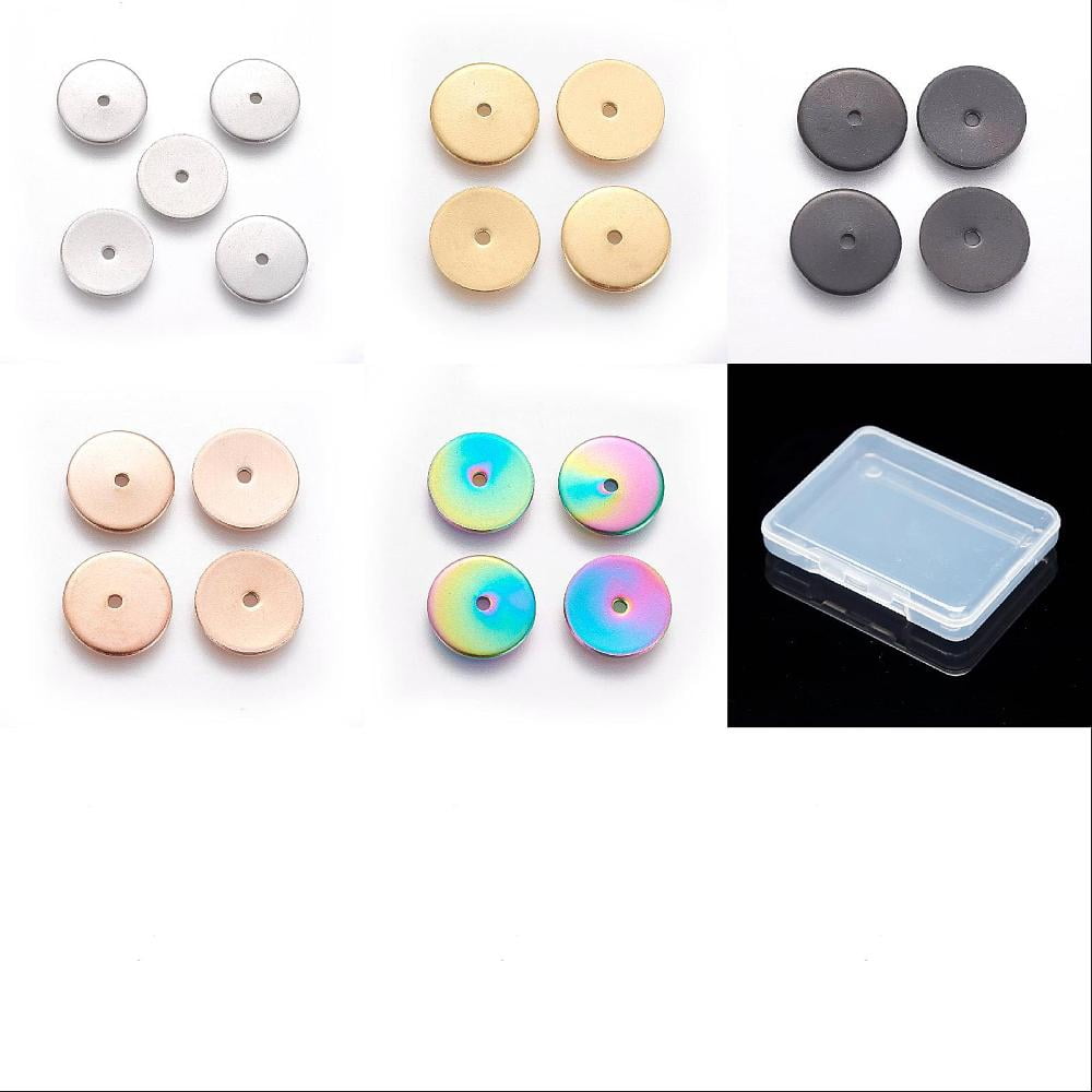 50Pcs 5 Colors 304 Stainless Steel Spacer Beads Disc Mixed Color 6x0 ...